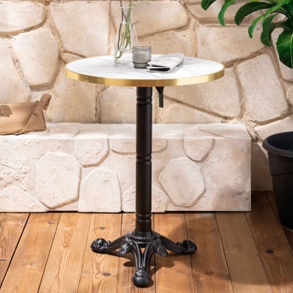 Plateau de table contreplaqué revêtement stratifié marbre Blanc/Doré ...