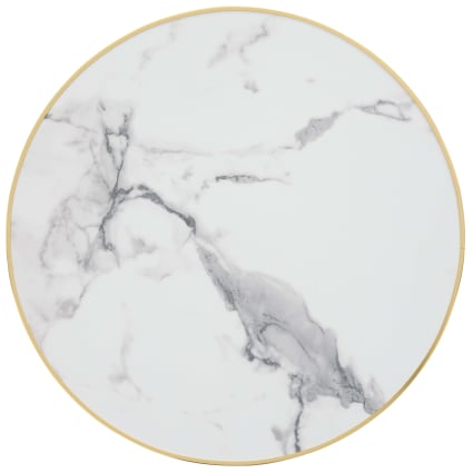 Plateau de table contreplaqué revêtement stratifié marbre Blanc/Doré ...