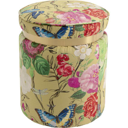 Hocker mit Blüten-Muster, gelb, D39cm Folwer fever | Maisons du Monde