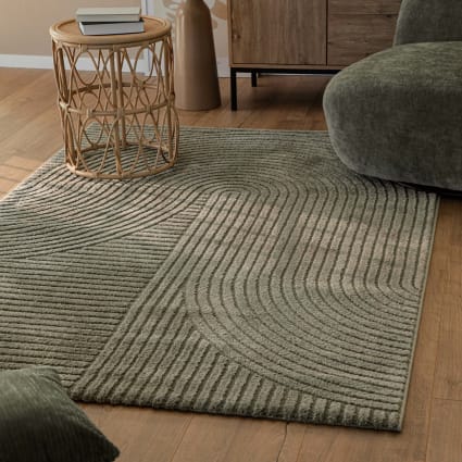Tapis à relief vert olive design 200x290 cm Bolen | Maisons du Monde