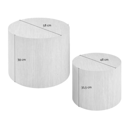 Lot de 2 tables basses rondes empilables décor travertin H38 cm Maia | Maisons du Monde