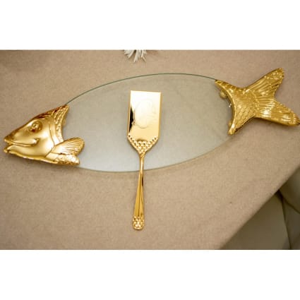 Piatto da portata per pesce con paletta dorata | Maisons du Monde