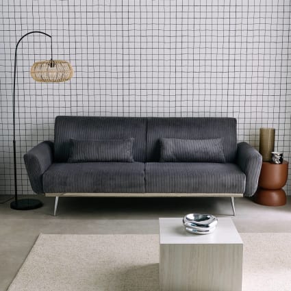 Divano letto in velluto a coste con struttura in legno di eucalipto e ...