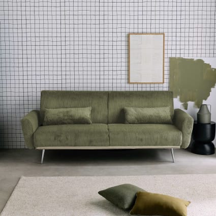 Divano letto in velluto a coste con struttura in legno di eucalipto e ...