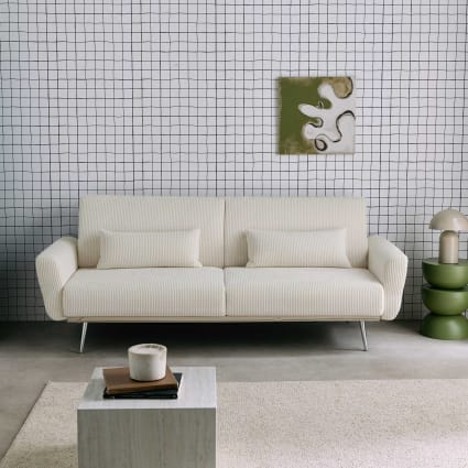 Divano letto in velluto a coste con struttura in legno di eucalipto e ...