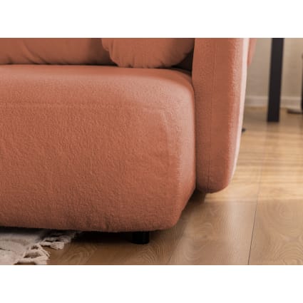Modernes Ecksofa mit Schlaffunktion und Stauraum aus Terrakotta Bouclé ...