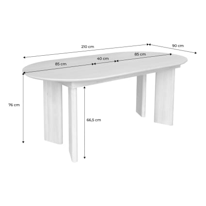 Table à manger extensible bois d'hévéa et placage chêne naturel 6-8 ...