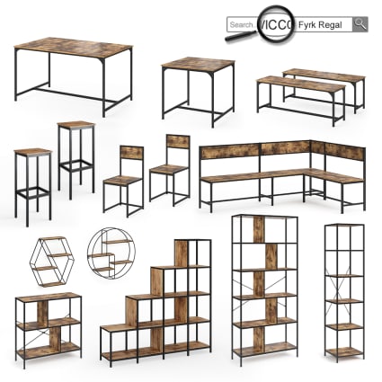 Set table bar étagères 2 tabs bar Bois antique 120x105cm 120x105cm ...