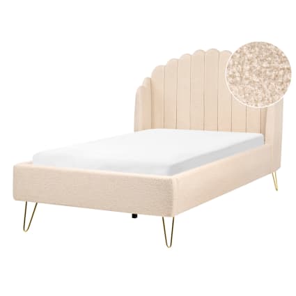 Lit double en tissu beige 120x200 Ambillou | Maisons du Monde