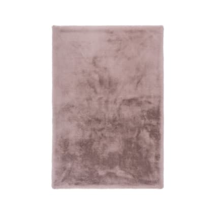 Tapis uni design en polyester rose Ø 120 Rocco | Maisons du Monde