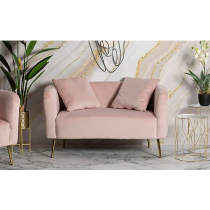 Canapé Fixe 2 Places Tissu Rose 127x74x71h cm Cappa | Maisons du Monde