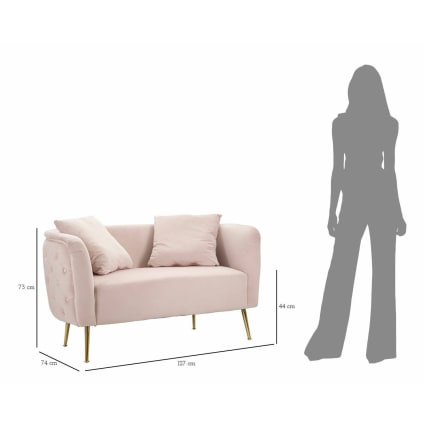 Canapé Fixe 2 Places Tissu Rose 127x74x71h cm Cappa | Maisons du Monde