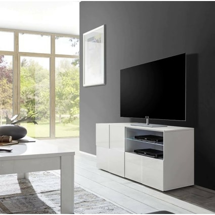 Meuble TV bois blanc laqué noble Ward | Maisons du Monde