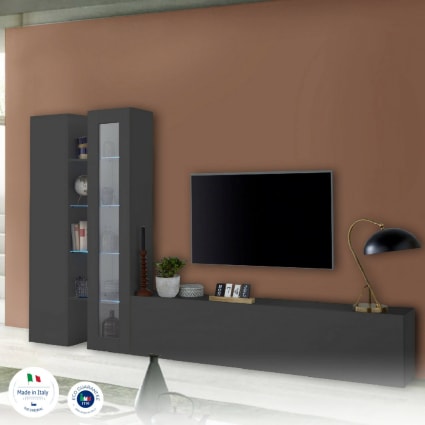 Mur en bois mélaminé noir anthracite Arin | Maisons du Monde