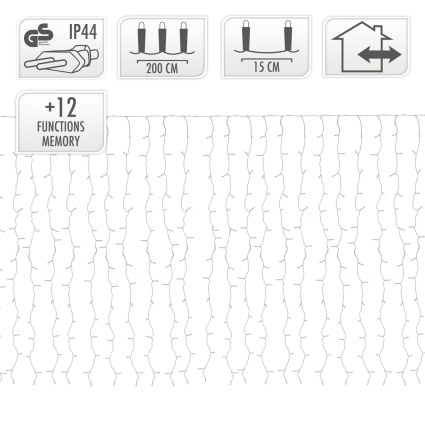 Tenda luminosa LED 2x1,5m bianco freddo IP44 decorazioni natalizie ...