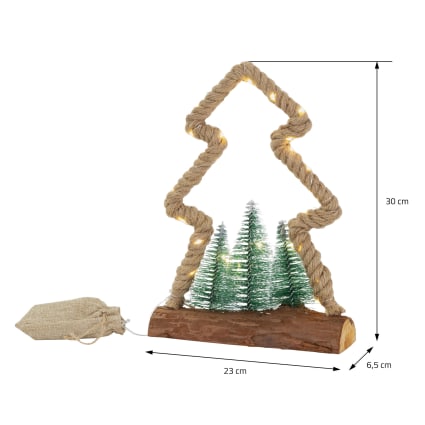 LED Jute Baum 30 LEDS Warmweiß 23x6,5x30 cm Batteriebetrieben Timer ...