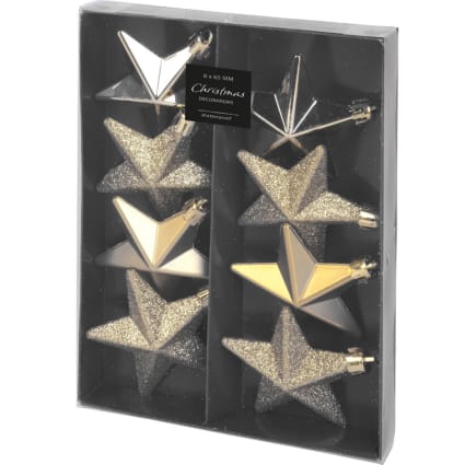 lot de 8 boules de noël étoiles dorées - 6.5x8cm | Maisons du Monde