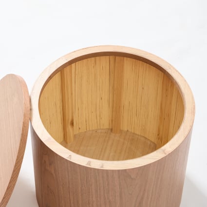 Set de 2 tables basses rondes en bois massif avec rangement | Maisons ...