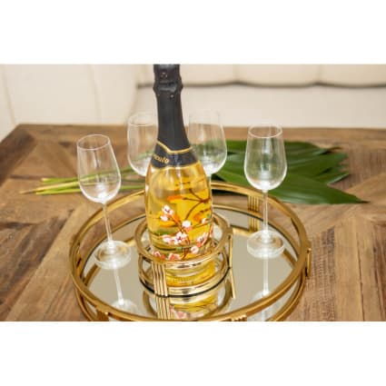 Bandeja redonda con espejo dorado 34x34x5cm | Maisons du Monde