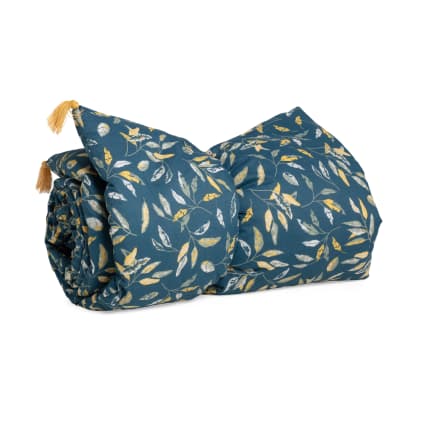 Edredon imprimé en coton Indigo, curry 100x190cm Feuillage | Maisons du ...