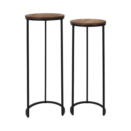 Lot de 2 sellettes rondes effet bois et noir - VAHINA Vahina | Maisons ...