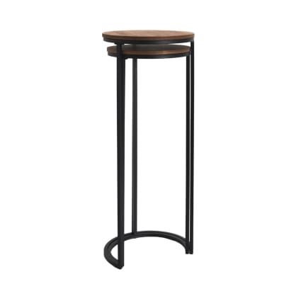 Lot de 2 sellettes rondes effet bois et noir - VAHINA Vahina | Maisons ...