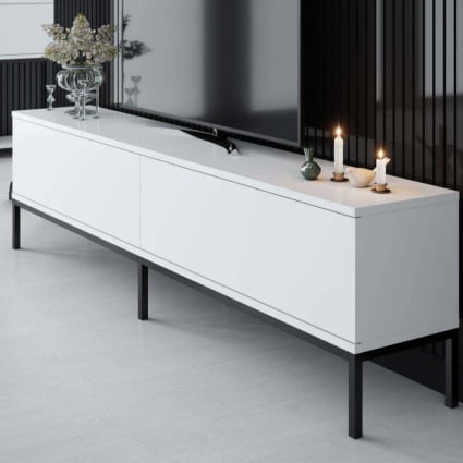 Meuble tv en aggloméré et métal noir et blanc Lord | Maisons du Monde