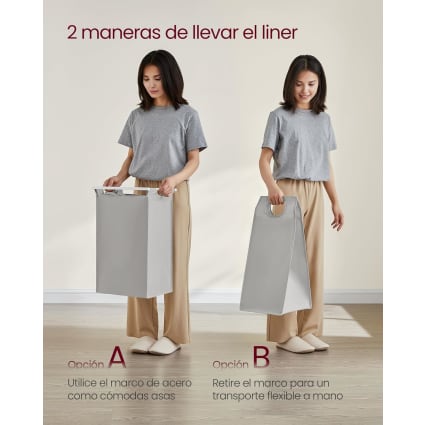 Cesto para ropa sucia de 92,5 x 33 x 72 cm de color gris paloma Brenda ...