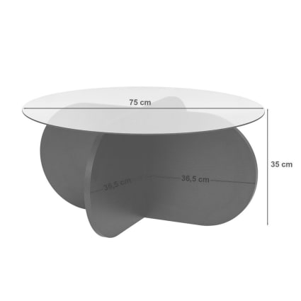 Table basse ronde en verre trempé et effet travertin ø75cm - Beige ...