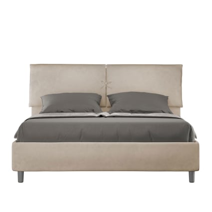 Letto matrimoniale contenitore 160x190 microfibra sabbia Mados ...