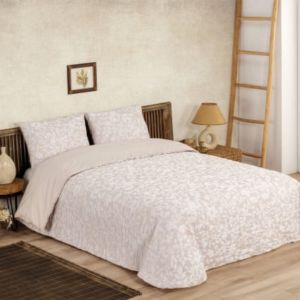 Edredón jacquard jardín floral beige - CAMA 180cm | Maisons du Monde
