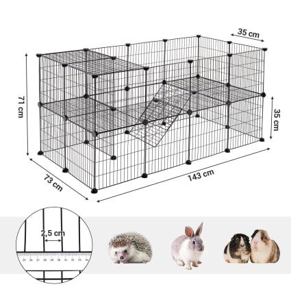 Recinzione per piccoli animali a 2 livelli 143 x 73 x 71 cm nero Darrol ...