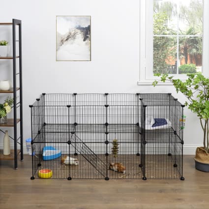 Recinzione per piccoli animali a 2 livelli 143 x 73 x 71 cm nero Darrol ...