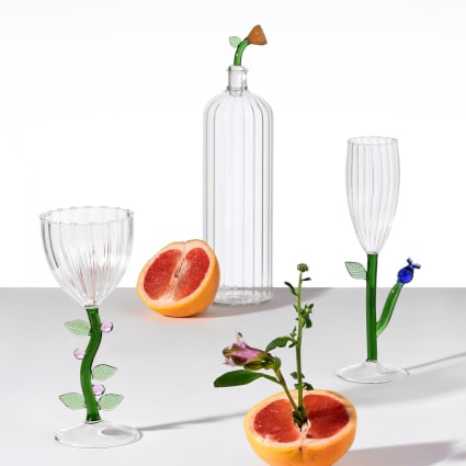 Verre à pied fleur bleue Transparente | Maisons du Monde