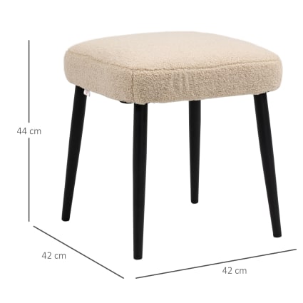 Repose pied salon pieds en acier tissu effet laine bouclée beige Homcom ...