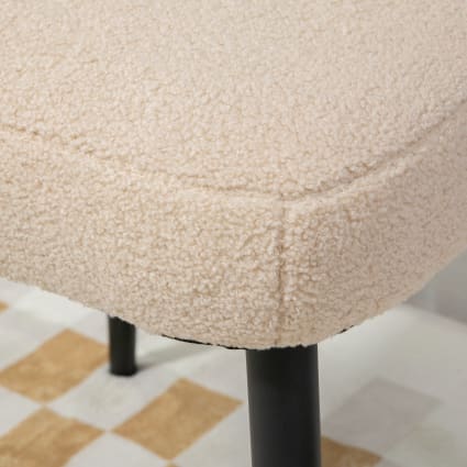 Repose pied salon pieds en acier tissu effet laine bouclée beige Homcom ...