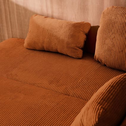 Divano letto in velluto a coste, 3 posti, camel Nelson | Maisons du Monde