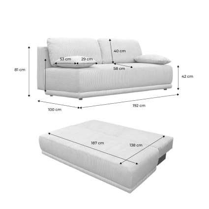 Divano letto in velluto a coste, 3 posti, camel Nelson | Maisons du Monde