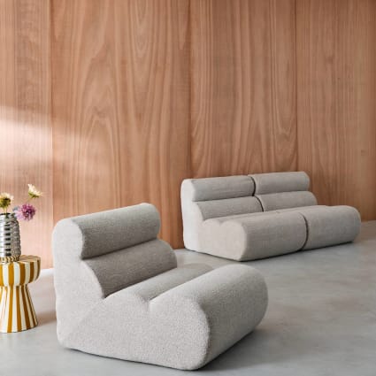 Chauffeuse bouclette texturée beige 1 place (lot de 3) Nova boucle ...