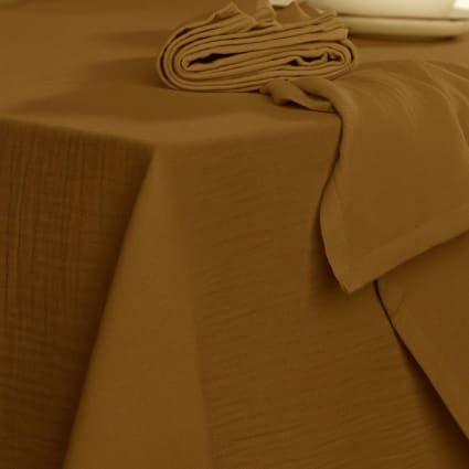 Nappe gaze de coton noisette 150x350 Carla | Maisons du Monde