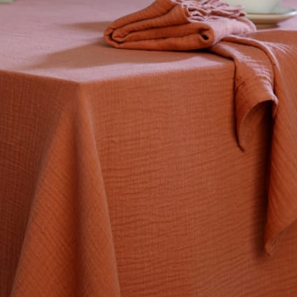 Nappe gaze de coton rouge toscane 150x350 Carla | Maisons du Monde