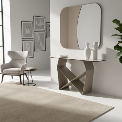 Consolle con base beige e piano marmo oro lucido cm 140x40 76h ...