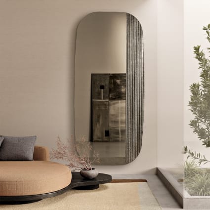 Miroir mural doré avec insert rayé, 80 x 180 cm Axis | Maisons du Monde