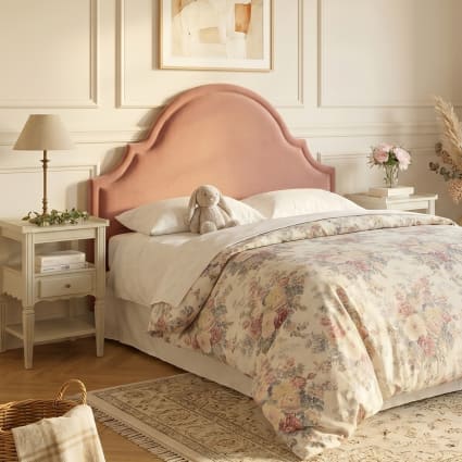 Shabby-Chic-Kopfteil aus Polyester-Samt Peony Pink Bastide | Maisons du ...