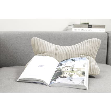 Coussin de lecture cale-tête velours cotelé beige 42x22cm Shara ...
