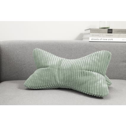 Coussin de lecture cale-tête velours cotelé vert sauge 42x22cm Shara ...
