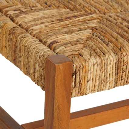 Banc tressé en fibre naturelle avec structure en bois naturel 38 x 102 ...