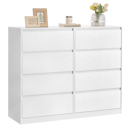Commode 8 tiroirs 40 x 119,4 x 97,5 cm style moderne blanc Kailyn ...