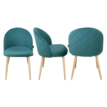 Sedia imbottita in velluto verde petrolio Sophie | Maisons du Monde