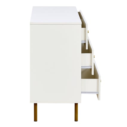 Aparador bajo moderno blanco con 6 cajones y tiradores | Maisons du Monde